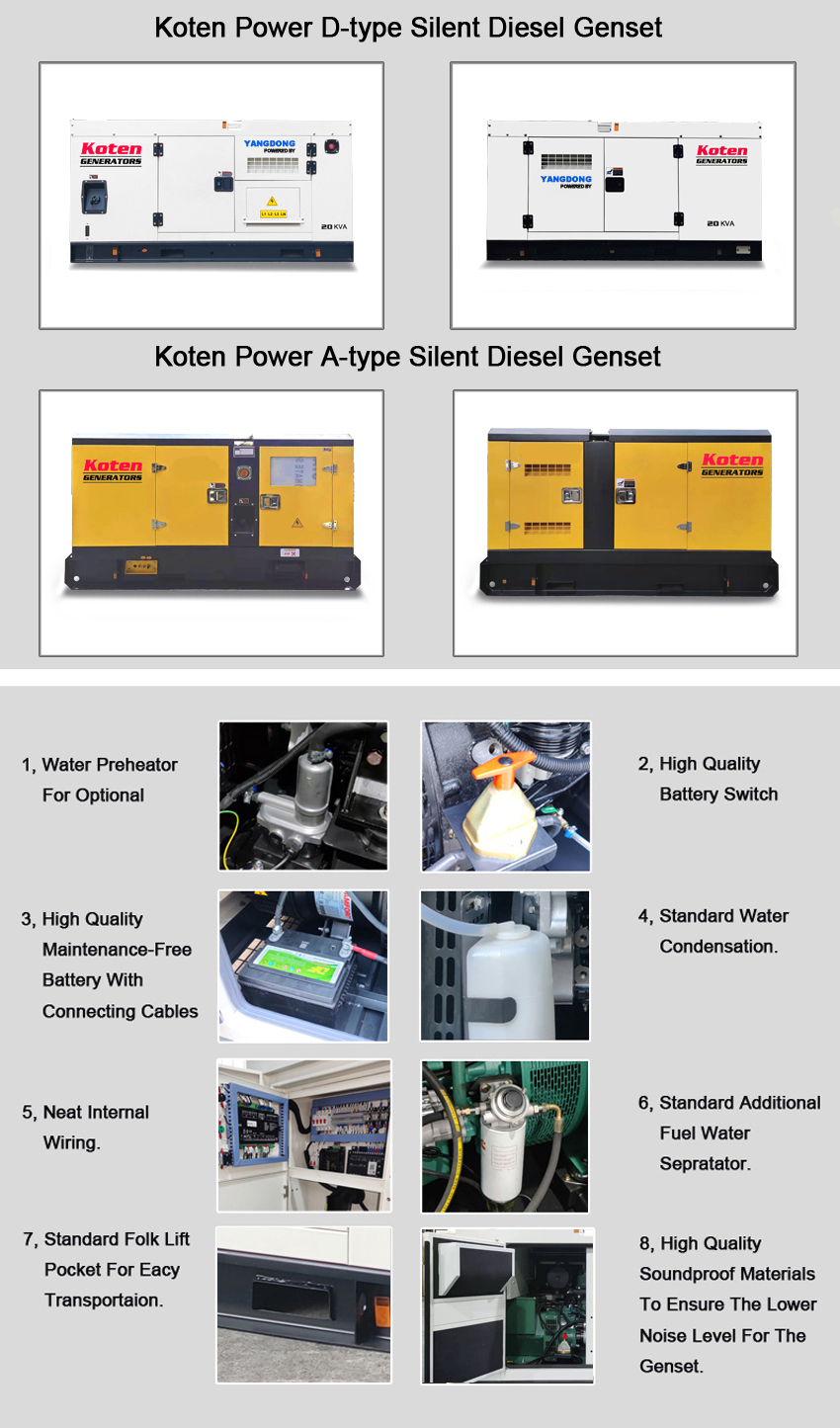 Supply 25kva Yangdong Series Silent Diesel Generator Denyo Type